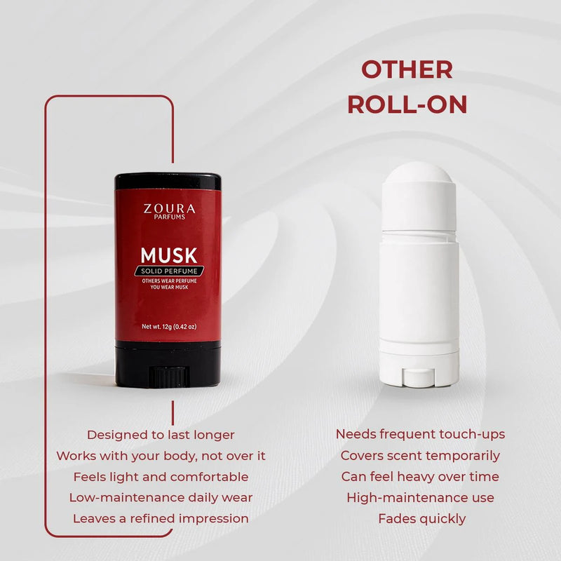 ZOURA Musk Solid Perfume Stick | Alcohol-Free & Long-Lasting